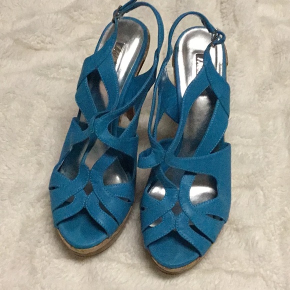 Wild Pair | Shoes | Teal Sandals With Cork Heel | Poshmark